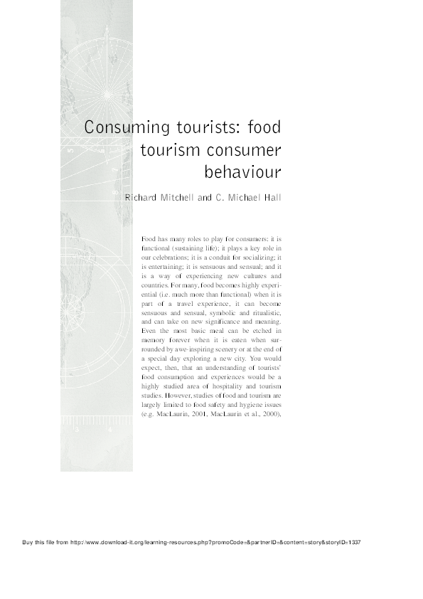 (PDF) Consuming Tourists: Food Tourism Consumer Behaviour