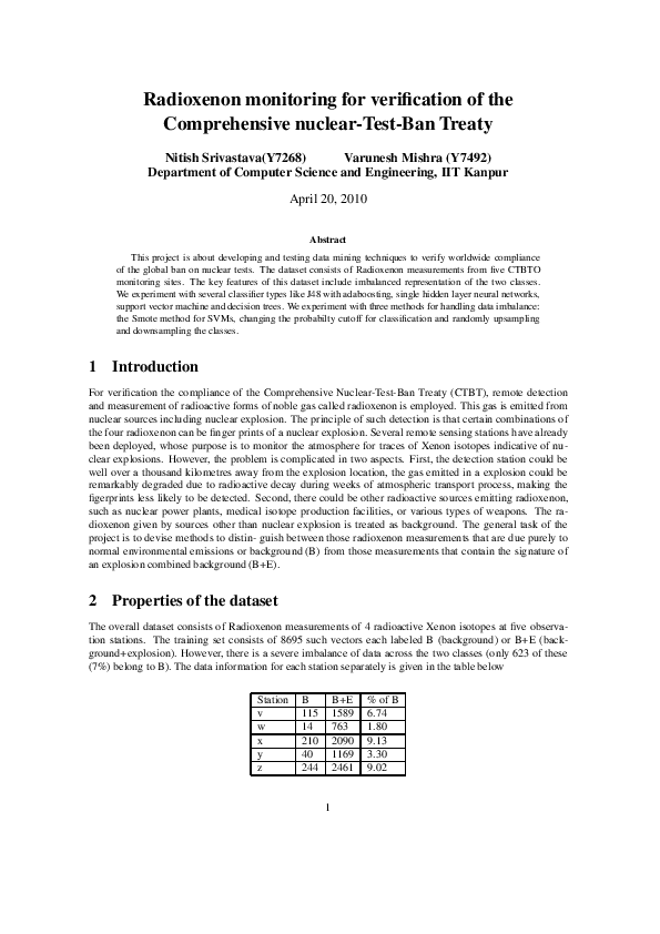 (PDF) Radioxenon Monitoring for Verification of the Comprehensive ...