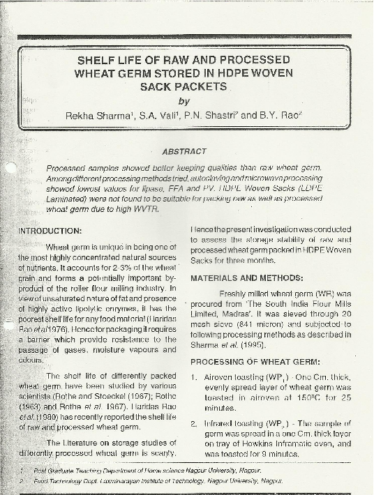(PDF) Shelf life of raw and processed wheat germ stored in HDPE woven ...