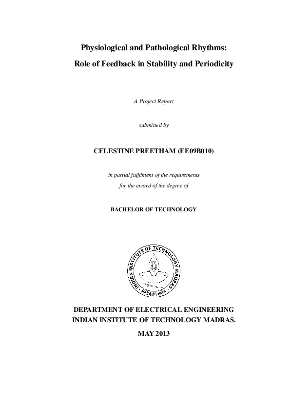 (PDF) B.Tech Thesis (Physiological and Pathological Rhythms: Role of Feedback in Stability and ...