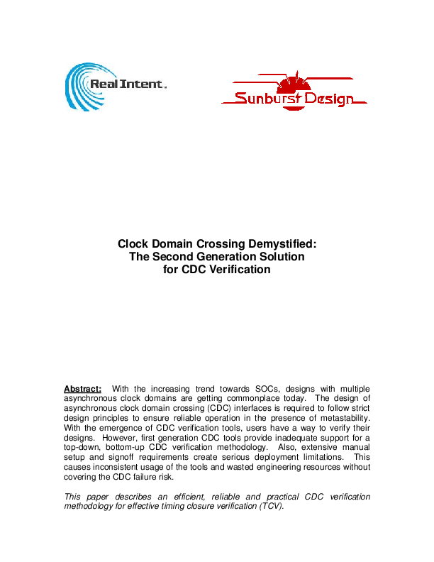 Pdf Clock Domain Crossing Demystified The Second Generation Solution For Cdc Verification