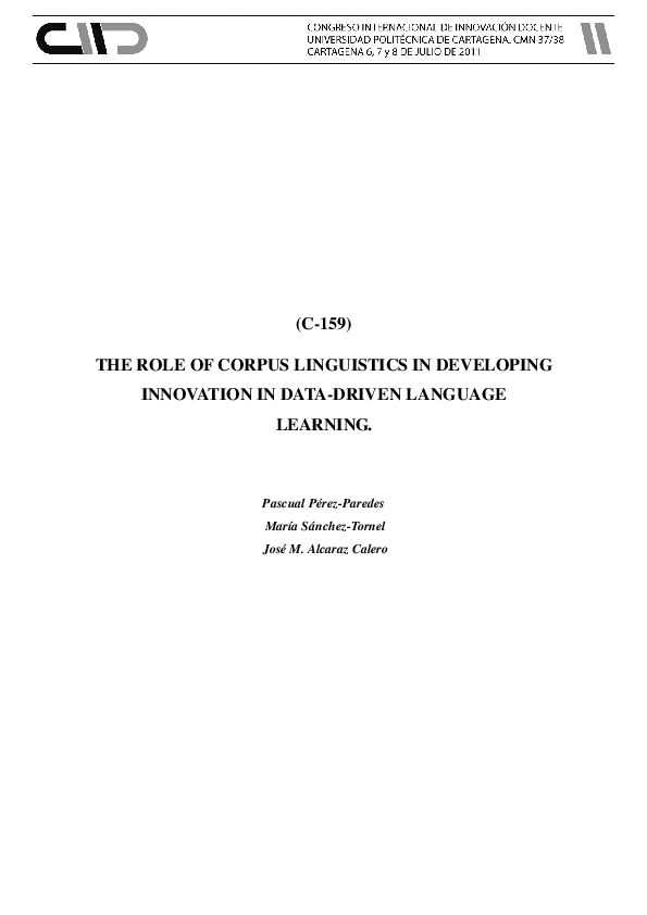 (PDF) The role of corpus linguistics in developing innovation in Data-driven language learning.