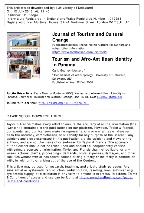 (PDF) Tourism and Afro-Antillean Identity in Panama