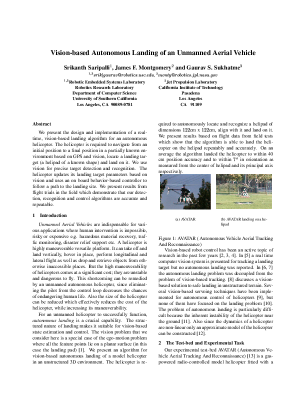 (PDF) Vision-Based Autonomous Landing of an Unmanned Aerial Vehicle