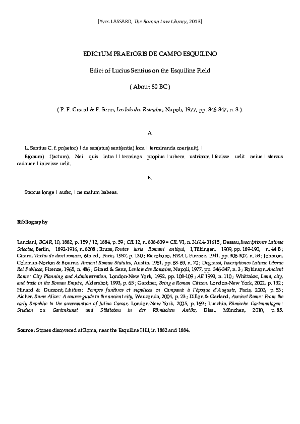 (PDF) Edictum praetoris de campo Esquilino