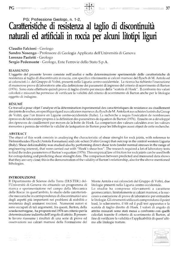 (PDF) Resistenza al taglio in discontinuità naturali e artificiali in ...