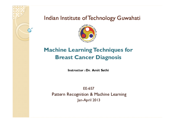 Breast Cancer Diagnosis -- A Machine Learning Approach
