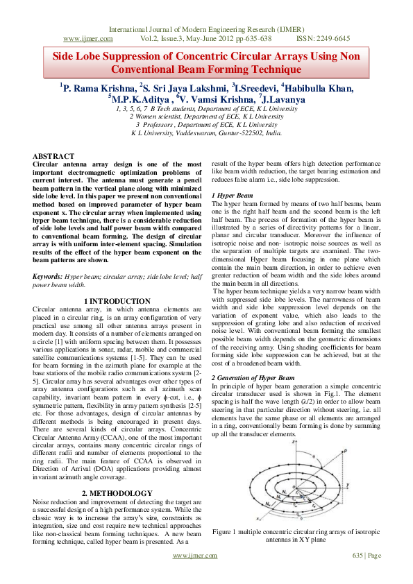 (PDF) Side Lobe Suppression of Concentric Circular Arrays Using Non ...