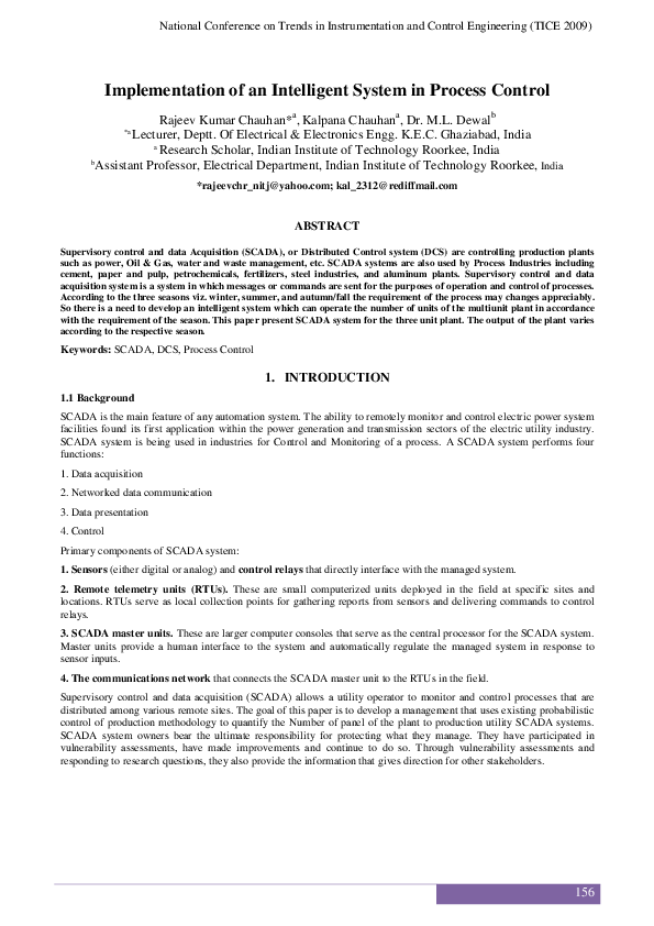 (PDF) Implementation of an Intelligent System in Process Control