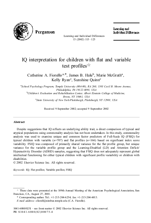 (PDF) IQ Interpretation for Children With Flat and Variable Test ...
