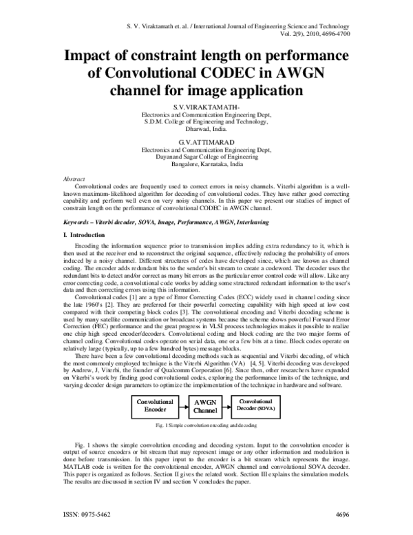 Pdf Impact Of Constraint Length On Performance Of Convolutional Codec