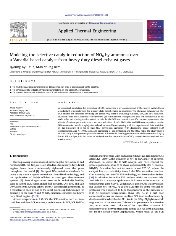 (PDF) Modeling the selective catalytic reduction of NO x by ammonia ...