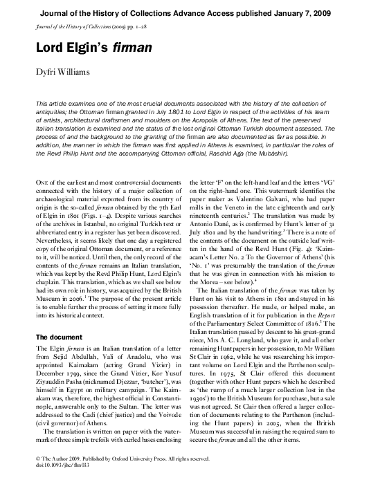 (PDF) Lord Elgin's Firman