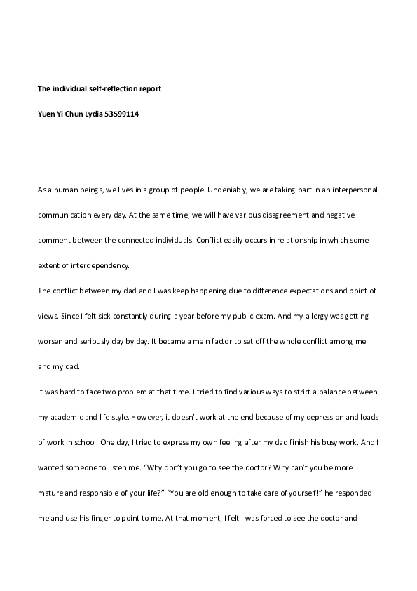 (DOC) The individual self-reflection report