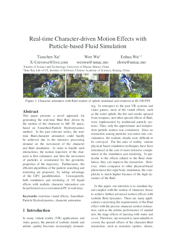 Pdf Real Time Character Driven Motion Effects With Particle Based Fluid Simulation