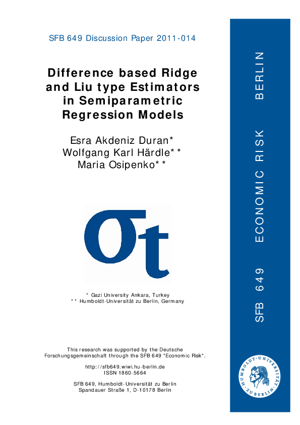 Pdf Difference Based Ridge And Liu Type Estimators In Semiparametric Regression Models