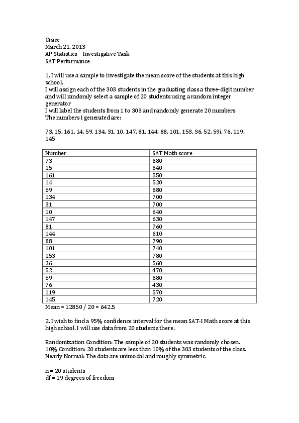 (DOC) AP Statistics – Investigative Task SAT Performance