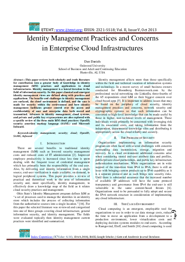 (PDF) Identity Management Practices and Concerns in Enterprise Cloud ...