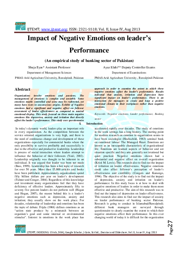 (PDF) Impact Of Negative Emotions