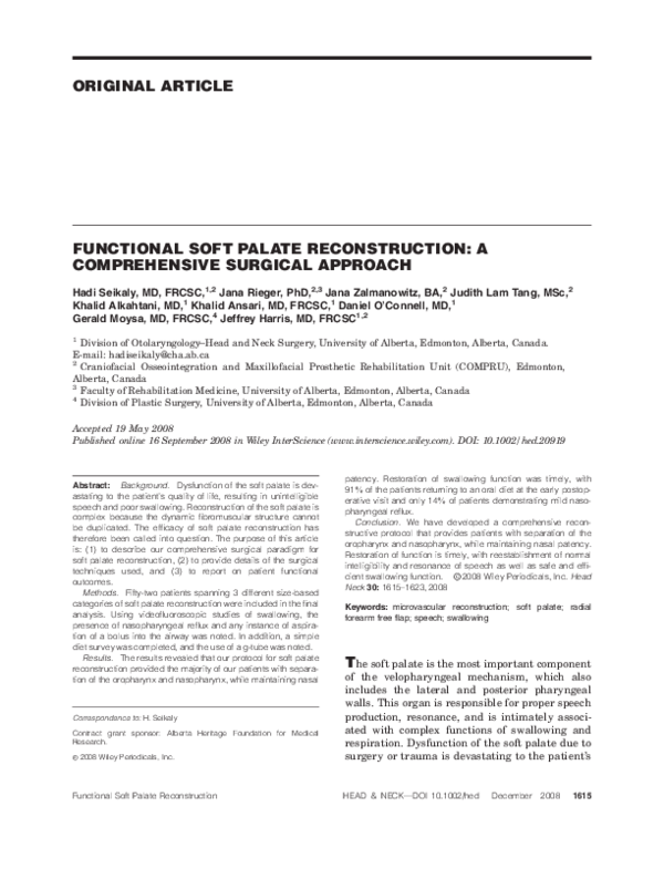 (PDF) Functional soft palate reconstruction: A comprehensive surgical ...
