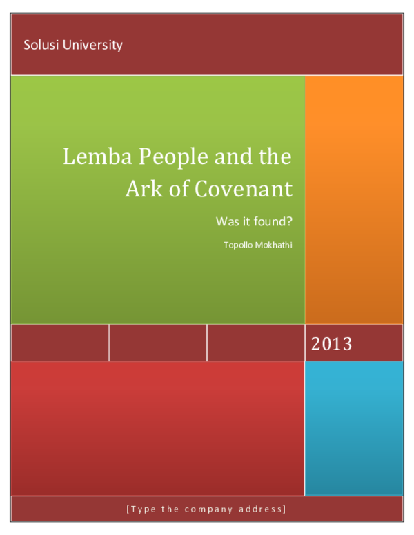 (DOC) The Lemba people and the Ark of the covanant