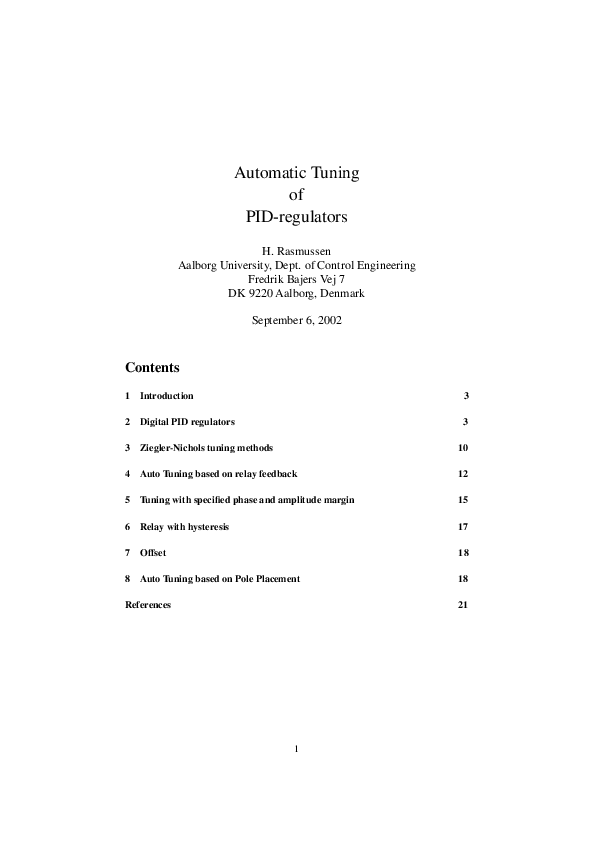 (PDF) Automatic Tuning of PID-regulators