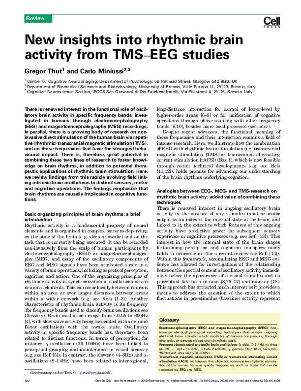 (PDF) New Insights Into Rhythmic Brain Activity From TMS-EEG Studies