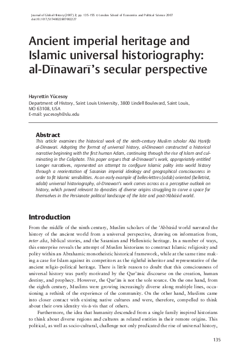 (PDF) Ancient Imperial Heritage and Islamic Universal Historiography ...