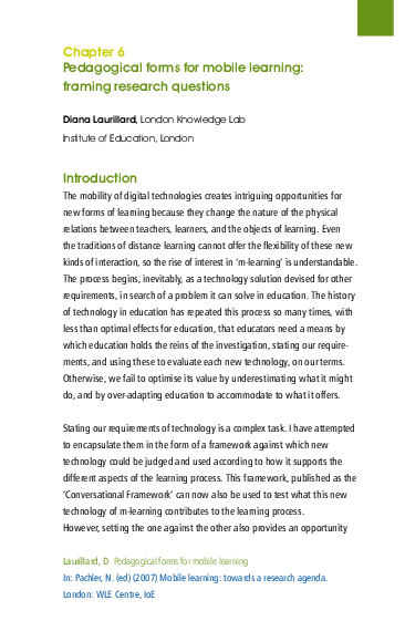 (PDF) Pedagogical Forms of Mobile Learning: Framing Research Questions