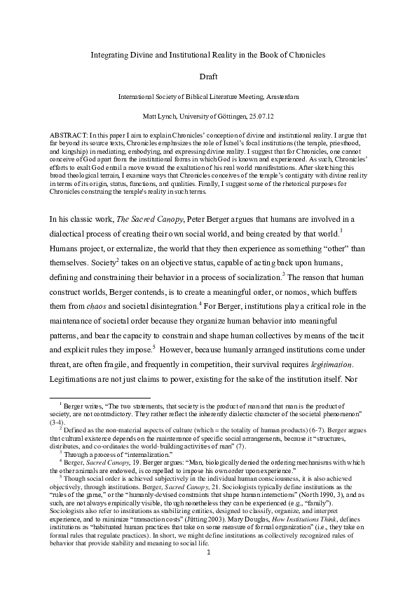 (PDF) Integrating Divine and Institutional Reality in the Book of ...