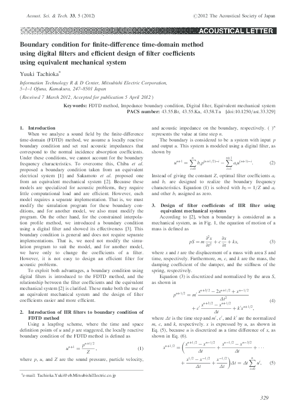 Pdf Boundary Condition For Finite Difference Time Domain Method Using Digital Filters And