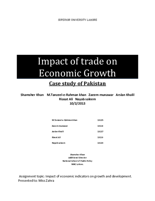 (DOC) Superior University Lahore Impact of trade on Economic Growth Case study of Pakistan