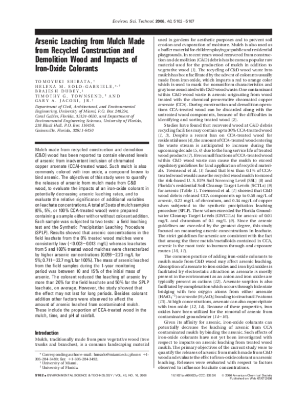 (PDF) Arsenic Leaching From Mulch Made From Recycled Construction and ...