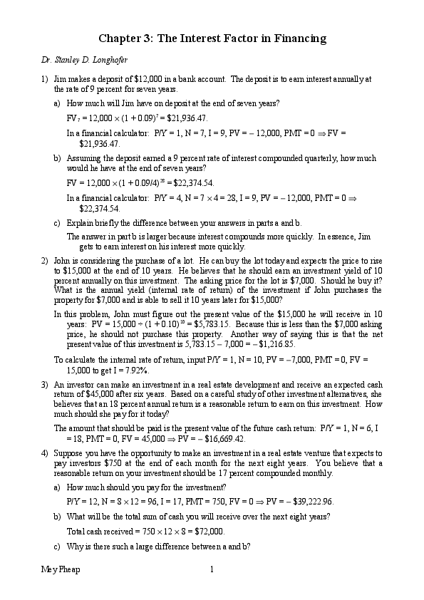(DOC) Chapter 3: The Interest Factor in Financing