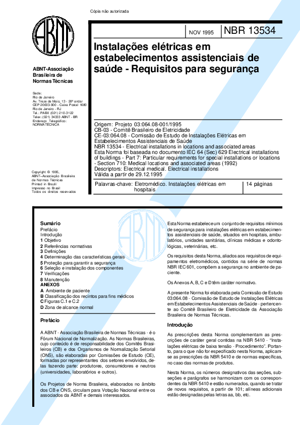 Copyright © 1995, ABNT–Associação Brasileira de Normas Técnicas Printed ...