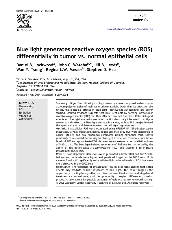 (PDF) Blue light generates reactive oxygen species (ROS) differentially ...