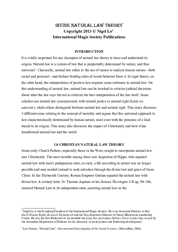 (PDF) The Theory of Divine Natural Law