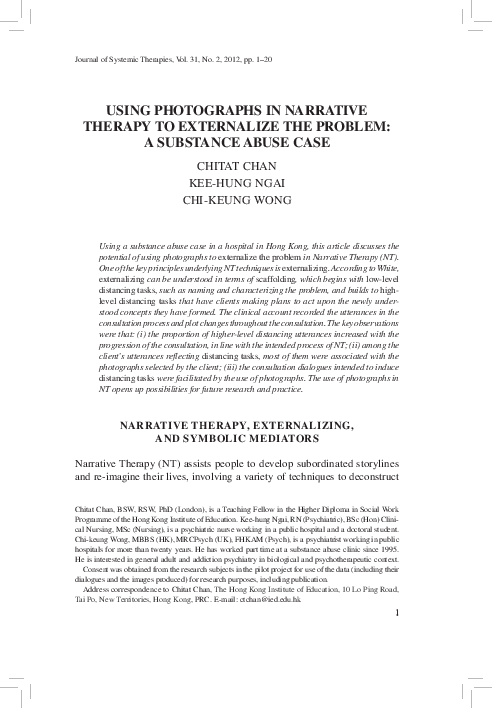 (PDF) Using Photographs in Narrative Therapy to Externalize the Problem ...