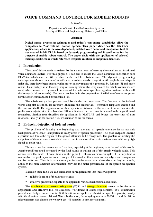 Pdf Voice Command Control For Mobile Robots Minh Tuấn Hồ