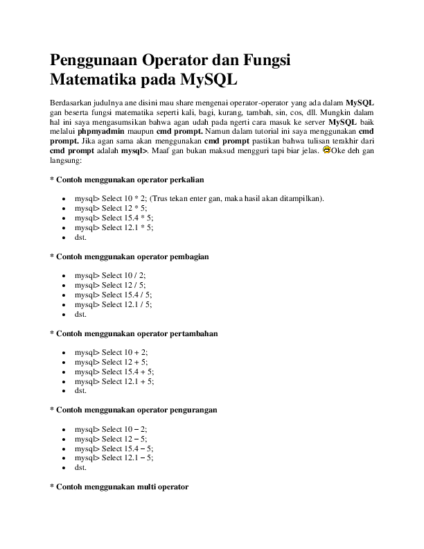 (DOC) Penggunaan Operator dan Fungsi | Akuajah Ajah - Academia.edu