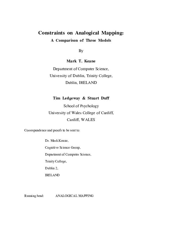 (PDF) Constraints on Analogical Mapping: A Comparison of Three Models