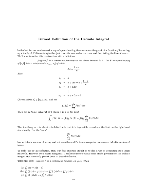 (PDF) Formal Definition of the Definite Integral