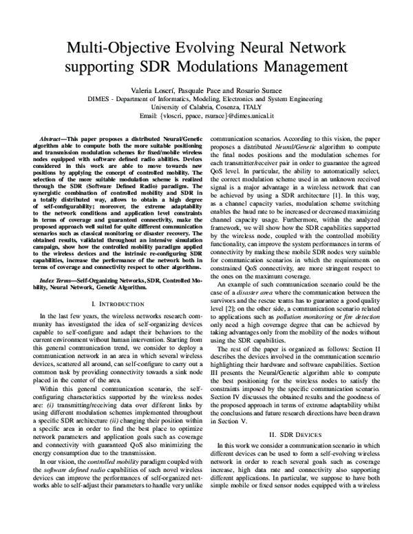 Pdf Multi Objective Evolving Neural Network Supporting Sdr