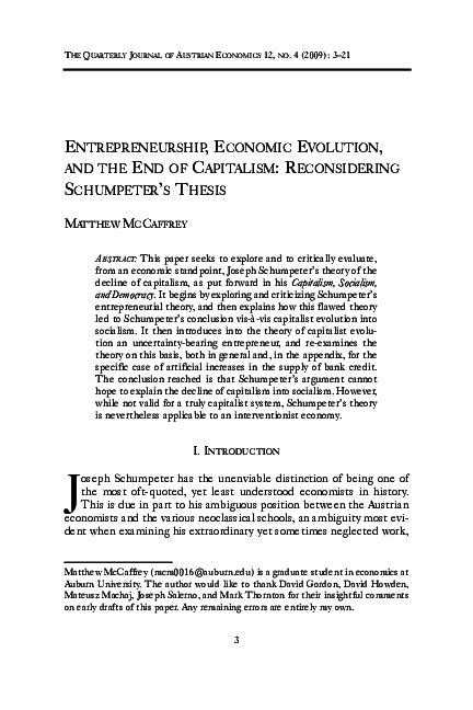 (PDF) Entrepreneurship, Economic Evolution, and the End of Capitalism ...