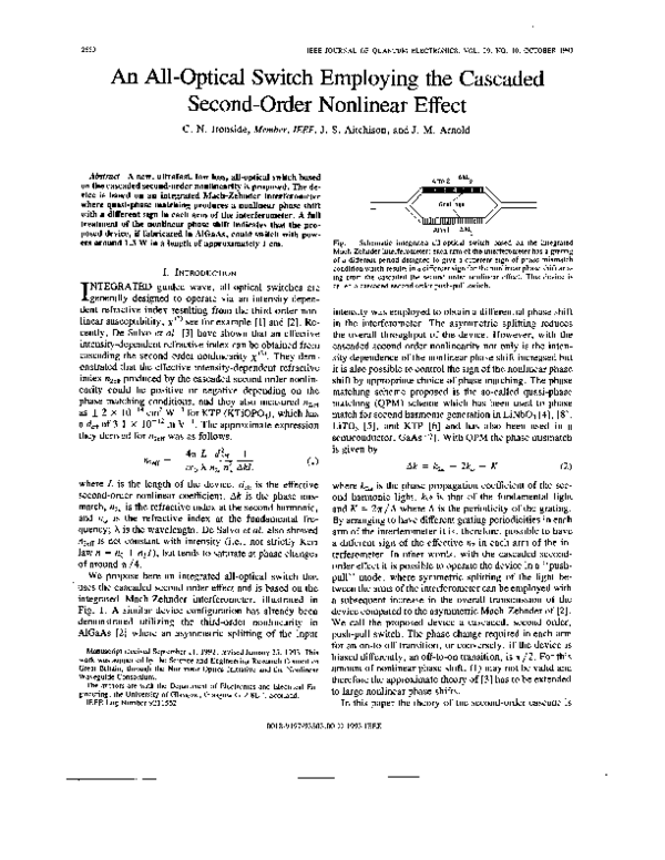 (PDF) An all-optical switch employing the cascaded second-order ...