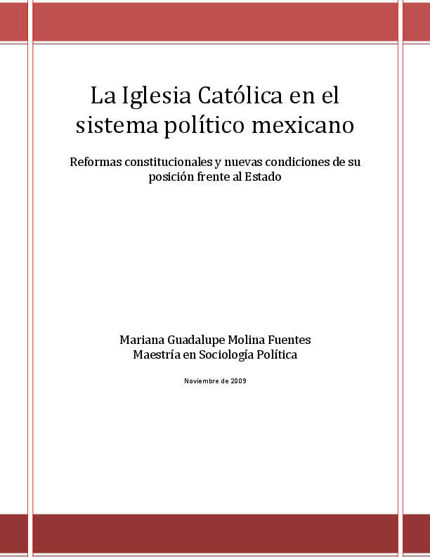 (PDF) La Iglesia Católica en el sistema político mexicano. Reformas ...