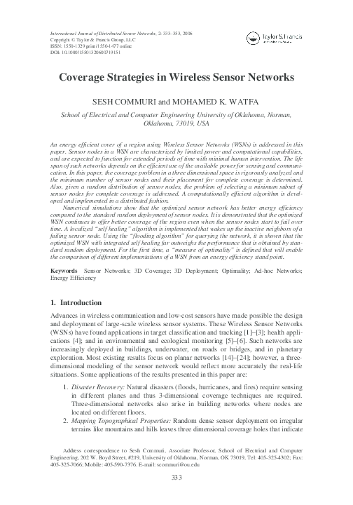 (PDF) Coverage Strategies in Wireless Sensor Networks