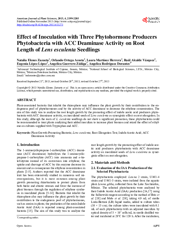 (PDF) Effect of Inoculation with Three Phytohormone Producers ...