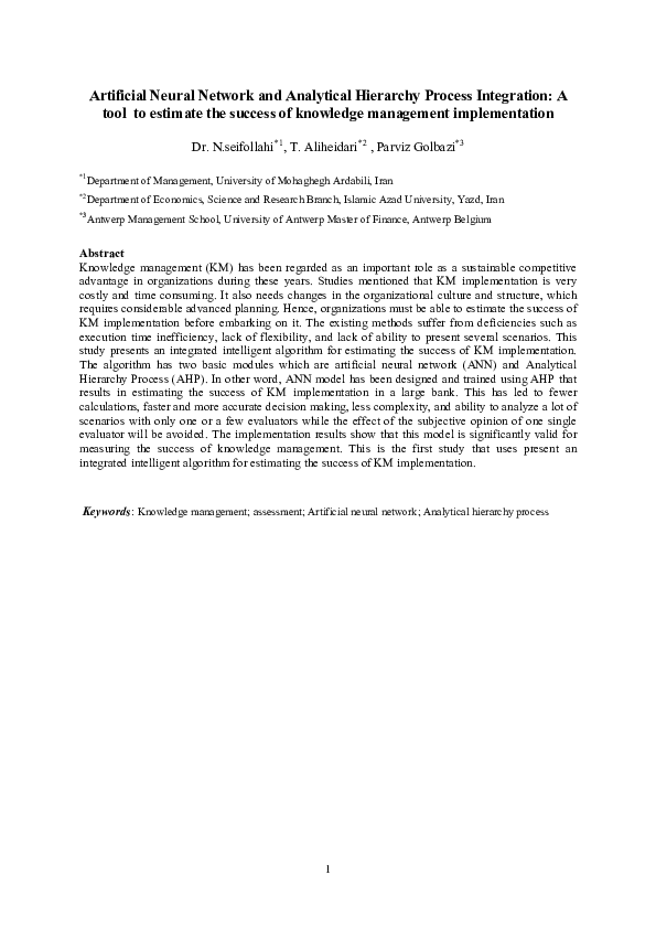 Pdf Artificial Neural Network And Analytical Hierarchy Process