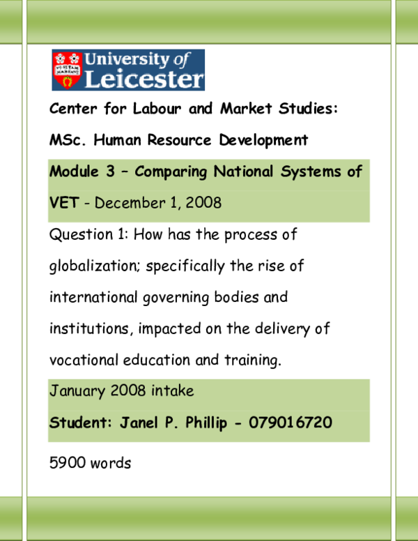 (PDF) TVET in the OAS - Module 3 MSC HRD 2008 Janel P. Phillip